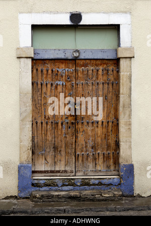 Texture of old wooden door with rusty inserts. Locked door. The concept ...