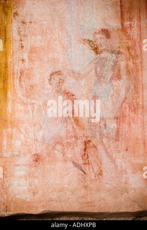 Remains of wall art paintings at the Roman town of Herculaneum, buried ...