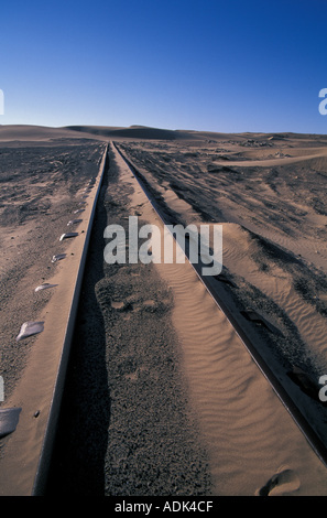 Namibia Encoraching sand dunes of the Namib cover old railway lines at ...