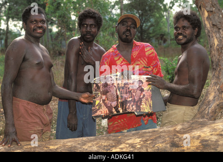 Aboriginal ritual initiation ceremony for boys being led off into ...