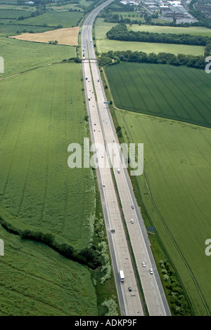 Aerial view south-west view of M11 motorway junction 5 and A1168 in ...