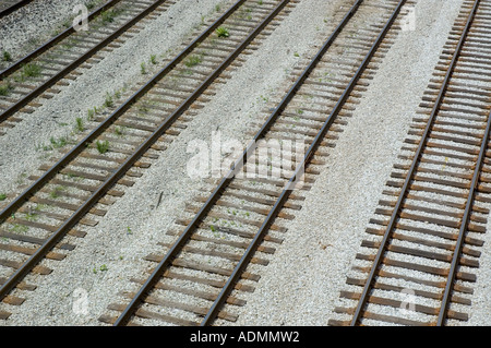 Parallel rails, railway switches, multiple directions, Hamburg harbor ...