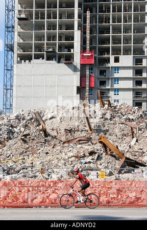 Miami Florida,Biscayne Boulevard,imploded building debris,new high rise ...