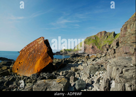 The shipwreck of the Johanna by Hartland point lighthouse, Devon, UK ...