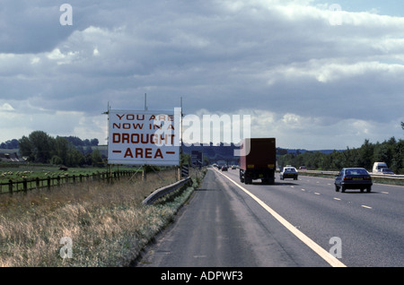Drought warning sign on M5 motorway near Exeter Devon England circa ...