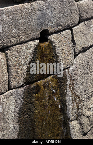Inca fountain, ancient water system, [Machu Picchu], Peru, "South ...