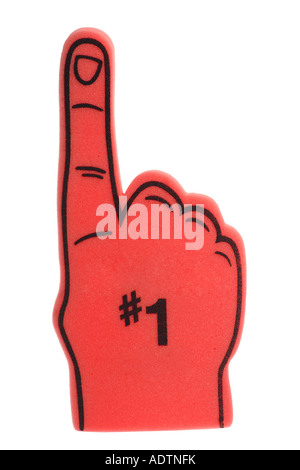 Number one glove. Red foam finger with 1. Vector illustration on ...