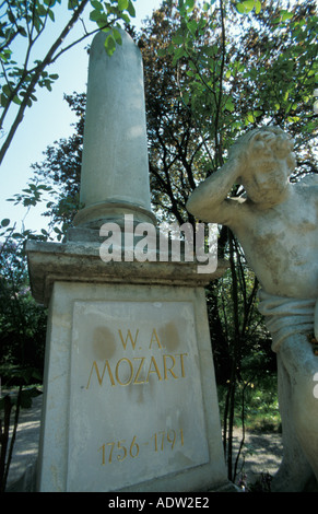 Grave and memorial of Wolfgang Amadeus Mozart on the central cemetery ...