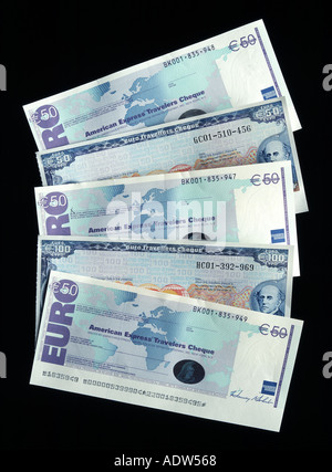 100 AND 50 EURO TRAVELLERS CHEQUES AND 3 EURO COINS MODELS Thomas Cook ...