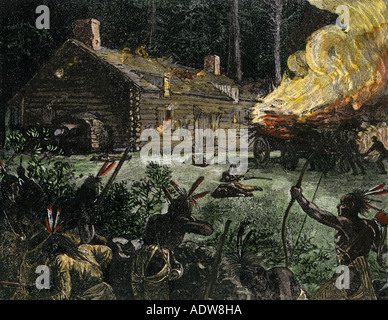 Native American raid on French colonial settlement at Natchez ...