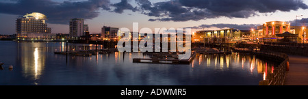 Wales Cardiff Cardiff Bay redeveloped seafront at night Stock Photo - Alamy