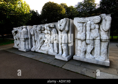 Workingman relief at Marx Engels Forum in Berlin, Germany, with view to ...