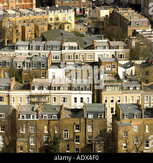 View of west London showing Chelsea houses with the city in the ...