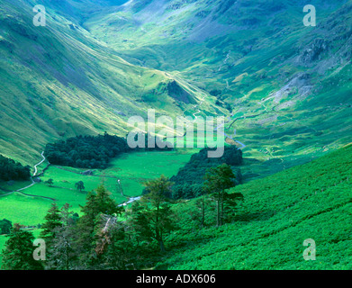 A classic U-shaped valley; Grisedale, near Patterdale, Lake District ...