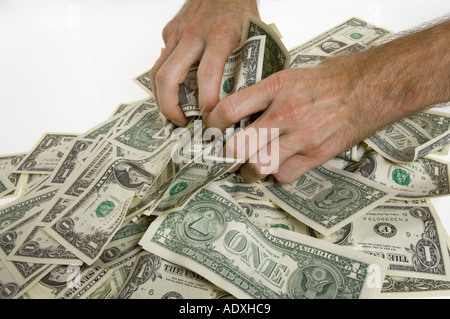 hands grab at money snatsch one dollar 1 notes currency covetousness ...