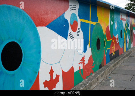 Cambridge bridge painted mural Stock Photo - Alamy