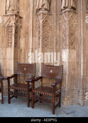 Chairs of "Tribunal de las Aguas". Apostles' Door. Cathedral of ...