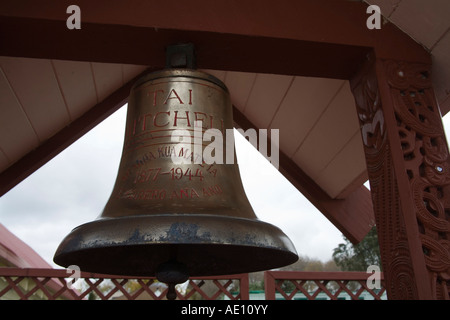 Tamatekapua Meeting House and ceremonial bell in Maori village ...