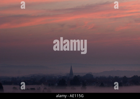 The town of Leinfelden covered in fog, Germany Stock Photo - Alamy