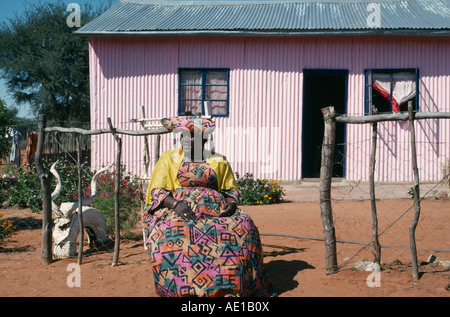 Herero lady in traditional dress Katutura Windhoek Namibia Stock Photo ...