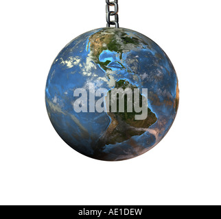 Globe with chain Stock Photo - Alamy