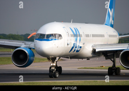 Commercial civil aviation Excel Airways Boeing 757 nose close up Stock ...