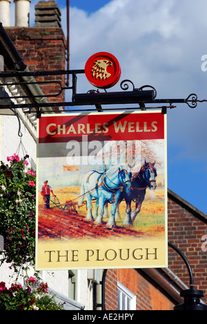 The Plough pub sign, Towcester, Northamptonshire, England, UK Stock ...