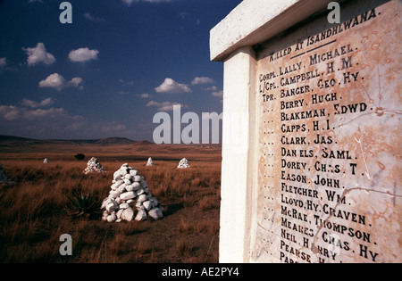 White stone cairns (memorial) at Isandlwana, Thukela, KwaZulu-Natal ...