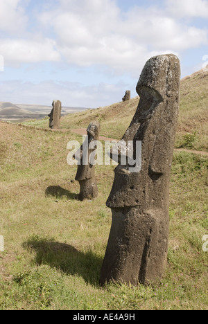 Moai quarry, Ranu Raraku Volcano, UNESCO World Heritage Site, Easter ...