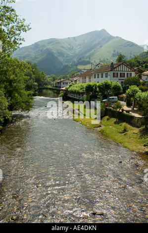 Hotel Arce on the River Nive, St. Etienne de Baigorry, Basque Stock ...