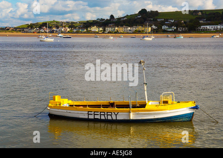 Boat moored on the Torridge estuary at Appledore with Instow in the ...