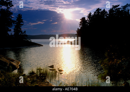 Canadian lake sunset in Quetico Provincial Park Ontario Canada Stock ...
