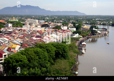 Sky Cityscape Old Kuching Buildings and the Sungai Sarawak River ...