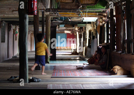 Ruai or Open Shared Area at Rumah Bundong, a Traditional Iban Longhouse ...