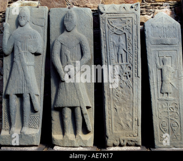 Kilmory Church, Argyll & Bute. Medieval grave slabs depicting knights ...
