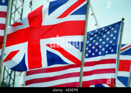 Union Jack flags and Stars and Stripes flying together Stock Photo - Alamy