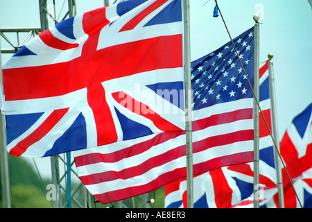 Union Jack flags and Stars and Stripes flying together Stock Photo - Alamy