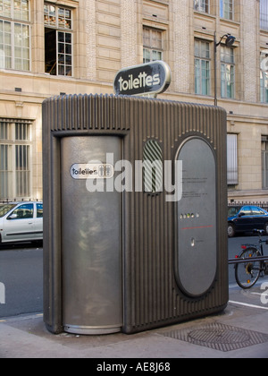 Coin operated unisex public toilet cubicle in Prague Czech Republic ...
