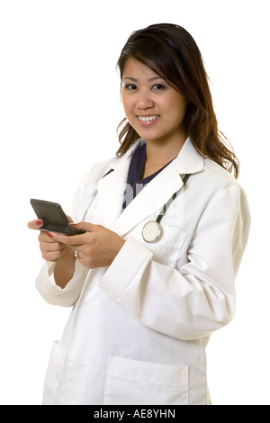 Lady doctor pager Stock Photo - Alamy