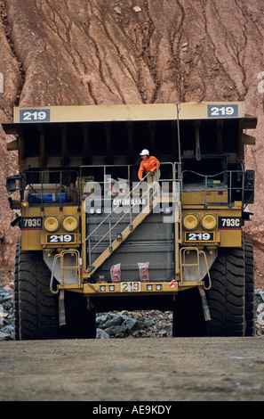 Big dump truck and female driver at Mt Newman iron ore mine Western ...