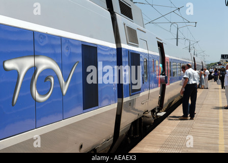 TGV train in Avignon station, France Stock Photo - Alamy