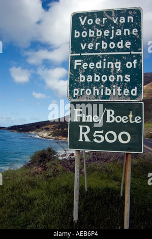 Signs regarding the baboons at the Cape of Good Hope and Cape Point on ...