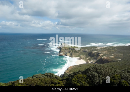 Waves crash onto Dias Beach in front of the Cape of Good Hope at Cape ...