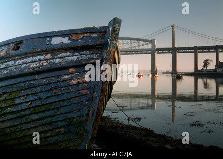 Shipwreck on River Tamar Plymouth Devon UK Stock Photo - Alamy