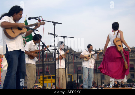 A group entertain the crowds at a Oaxaca Human Rights demonstration in ...