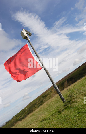 Red flag warning that the army firing ranges are in use on Garth Hill ...