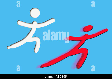 figure of a man breaking free from its background Stock Photo - Alamy