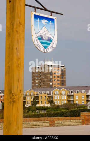 Sign and beacon in Littlehampton West Sussex Stock Photo - Alamy