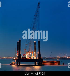 Inshore Piling Platform at Dusk Stock Photo - Alamy
