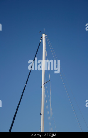 Ship mast and rigging without sails against a blue sky Stock Photo - Alamy